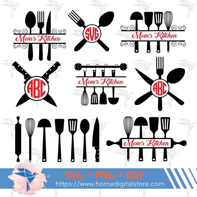 Kitchen Monogram Svg Png Dxf
